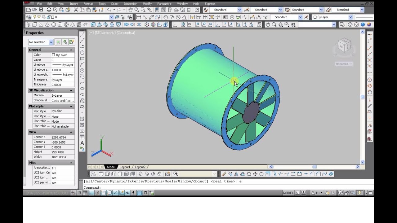 Autocad 2012 Tutorial Make Blower Axial Fan - YouTube