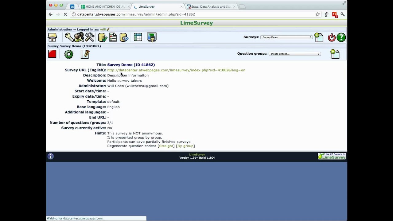 LimeSurvey - Admin - Create Survey [Part 1 of 4].mp4 - YouTube