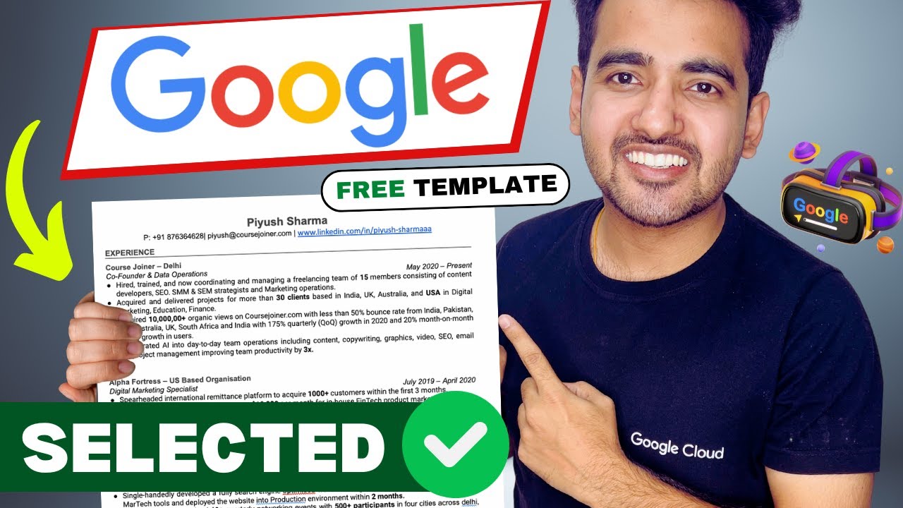 How My Resume Got Selected in Google {Resume Template Added to Download ...