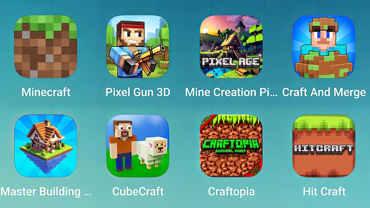 Minecraft, Pixel Gun 3D, Mine Creation Pixel, Craft and Merge, Master ...