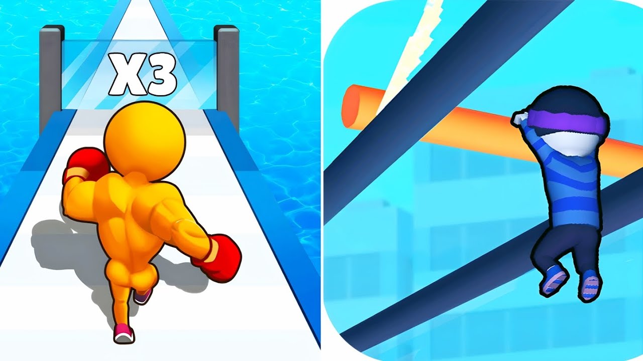Satisfying Mobile Games... Roofs Rails vs Level Up Runner 3d / New ...
