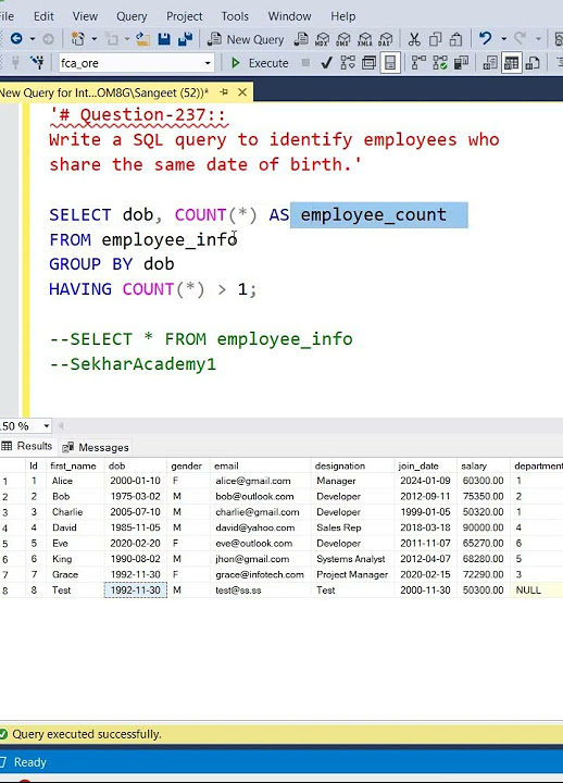 SQL Interview Question 237 || #sql #mysql #oracle #interview #shorts #ytshorts@SekharAcademy1 ...