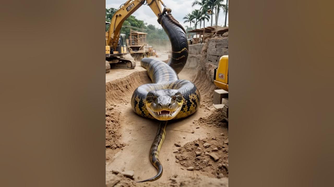 Shocking Excavator-Python Encounter!#giantpython #naturesurprise # ...