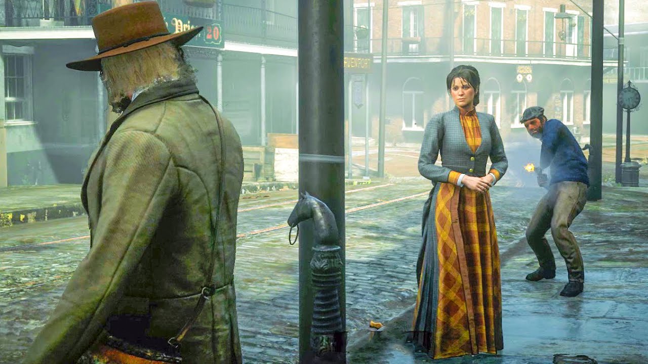 Random guy keeps shooting at Arthur and Mary during cutscene | RDR2 ...