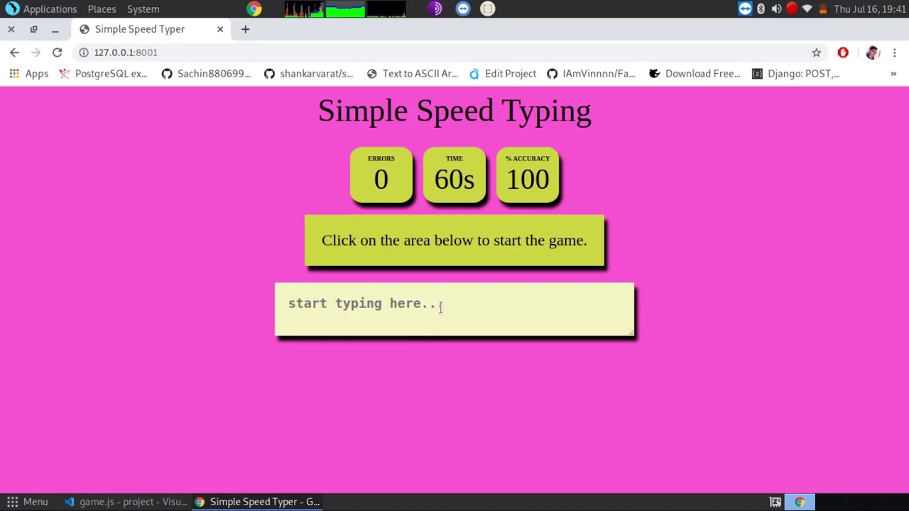 Django typing speed test project - YouTube