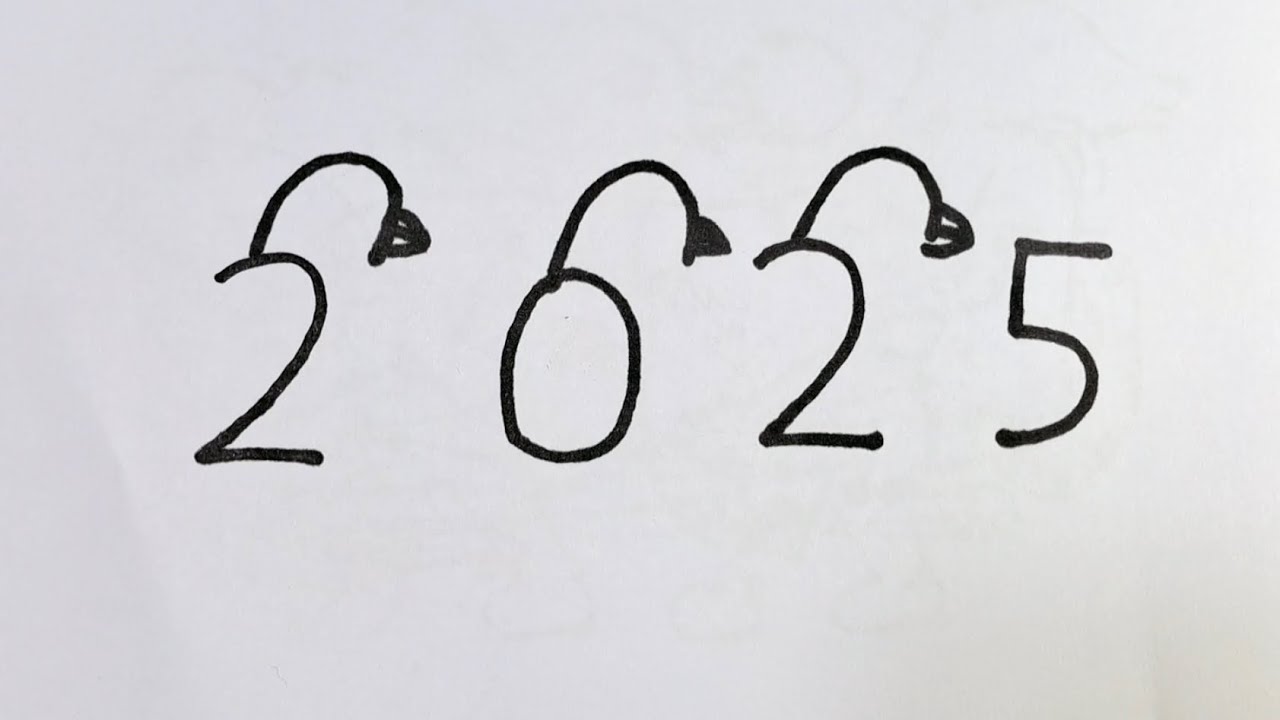 Bird Drawing Easy| How to Turn 2025 Into Cute Love Birds | Number ...