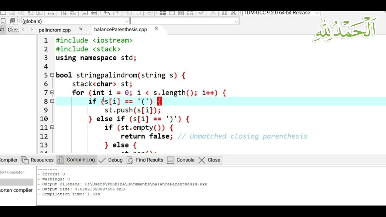 Balance parenthesis using Stack | Data Structures and Algorithms - YouTube