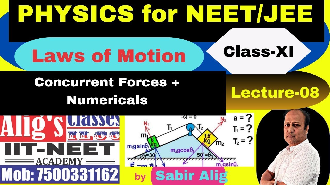 Physics(A) for NEET/JEE-Class-XI-Laws of Motion-Concurrent Force(CF)+Numerical-Lect-08 - YouTube