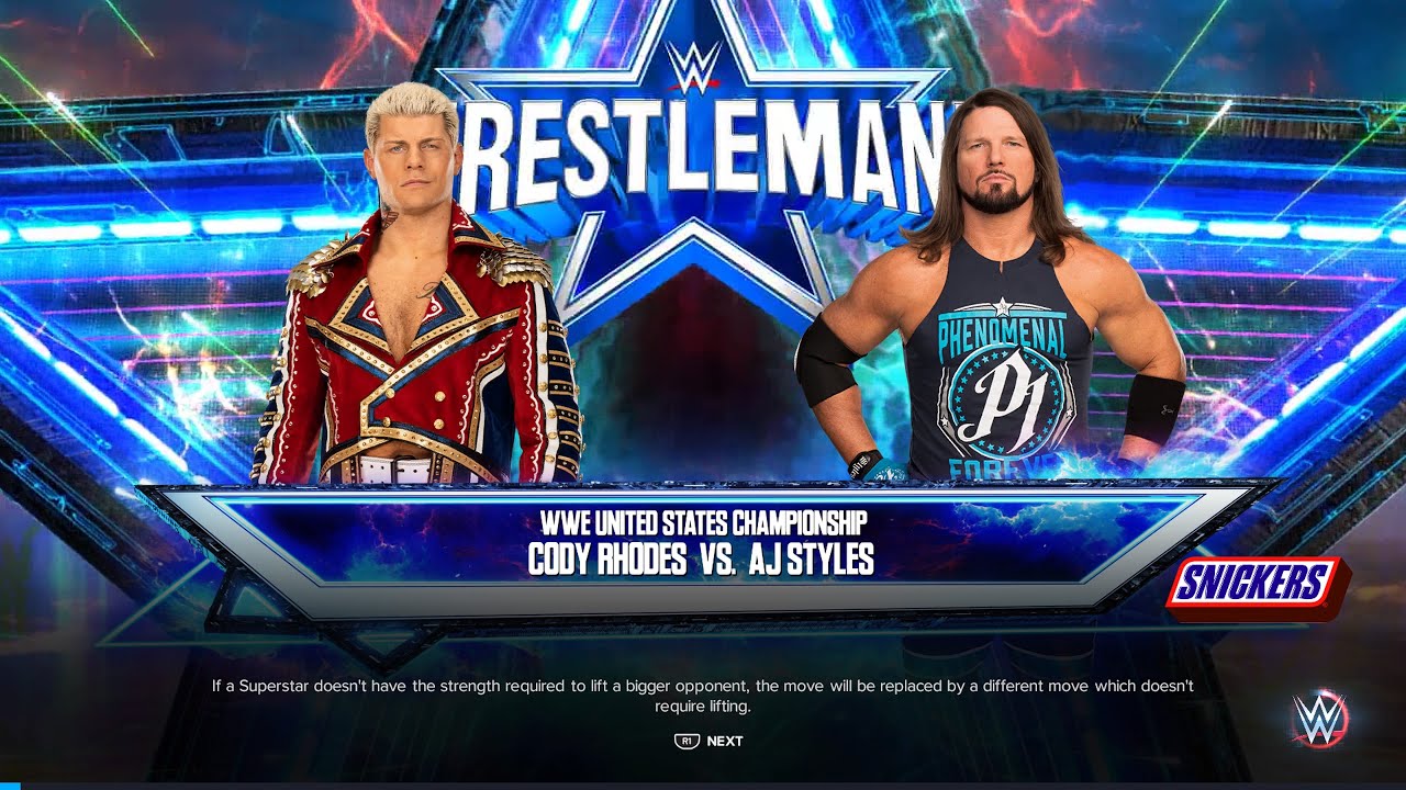 [WWE 2K23] Cody Rhodes vs. AJ Styles (United States Championship) - YouTube