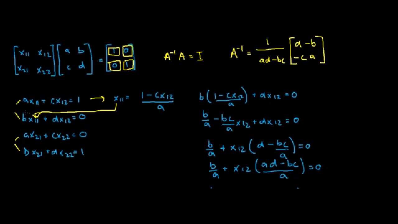 Proof Of 2x2 Matrix Inverse Formula YouTube