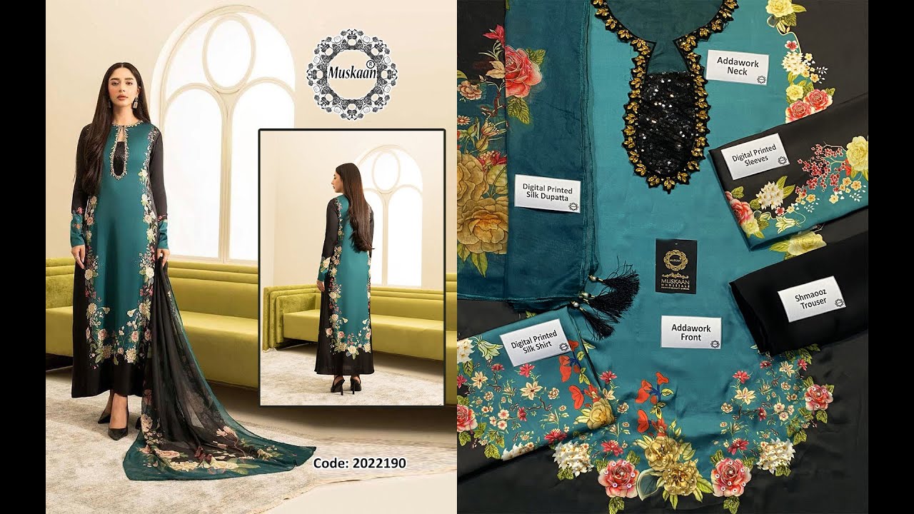 2022190-Lulusar Silk Formal Hand Embellished Collection -Sea Green ...