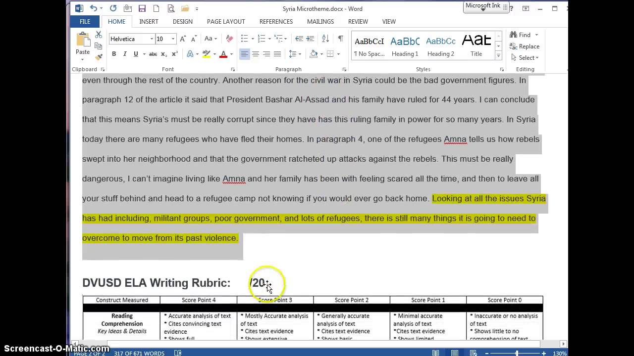 Finishing the Microtheme essay & double spacing paragraphs - YouTube