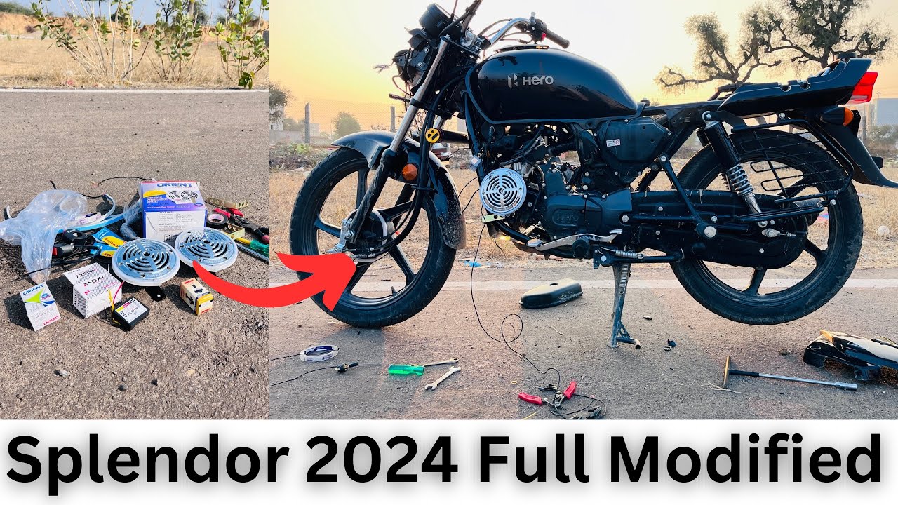 2024 splendor full modification / horn / rim light / eon light / horn ...