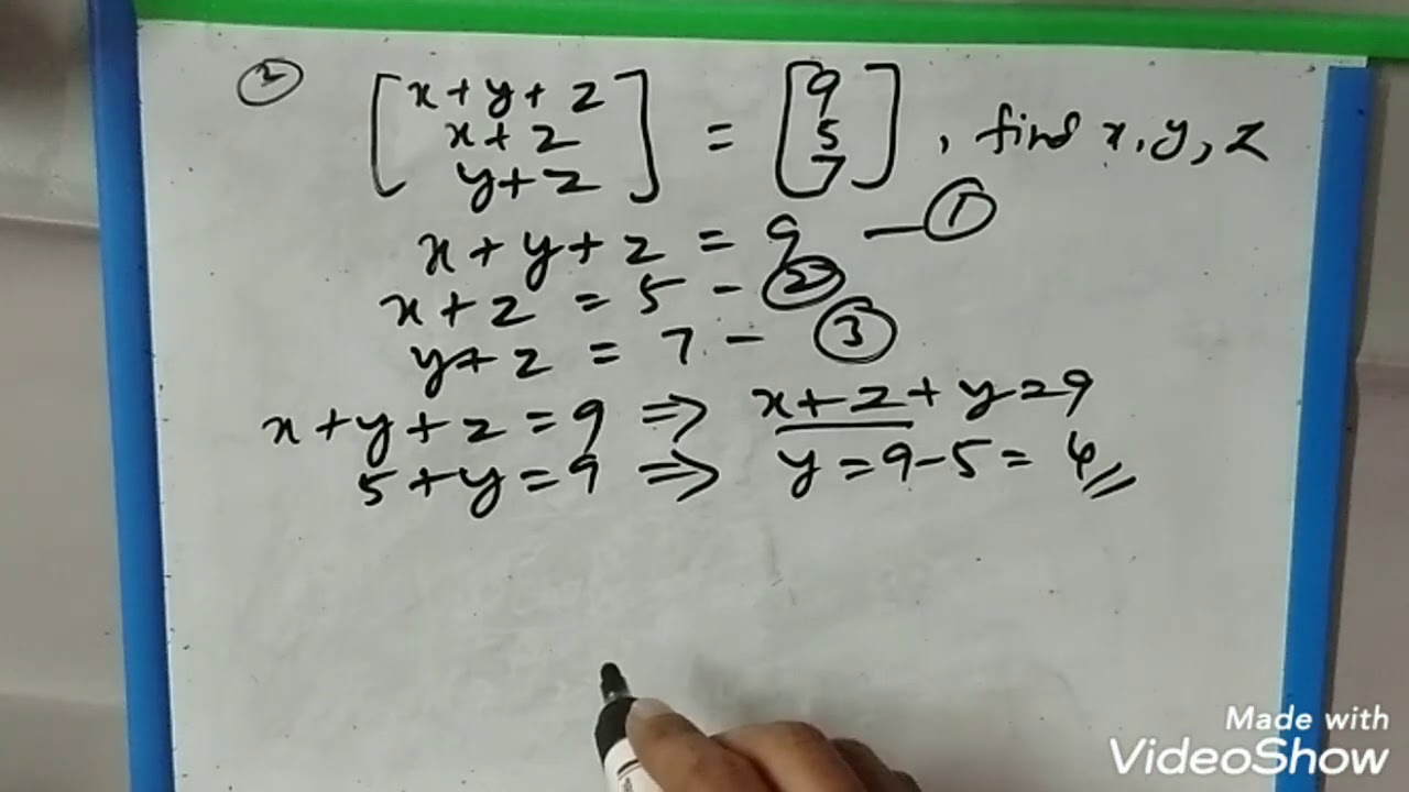 How To Find The Value Of X y And Z Using Matrices YouTube
