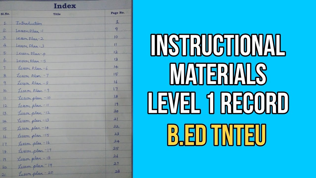 Instructional Materials record Level 1 | TNTEU - YouTube