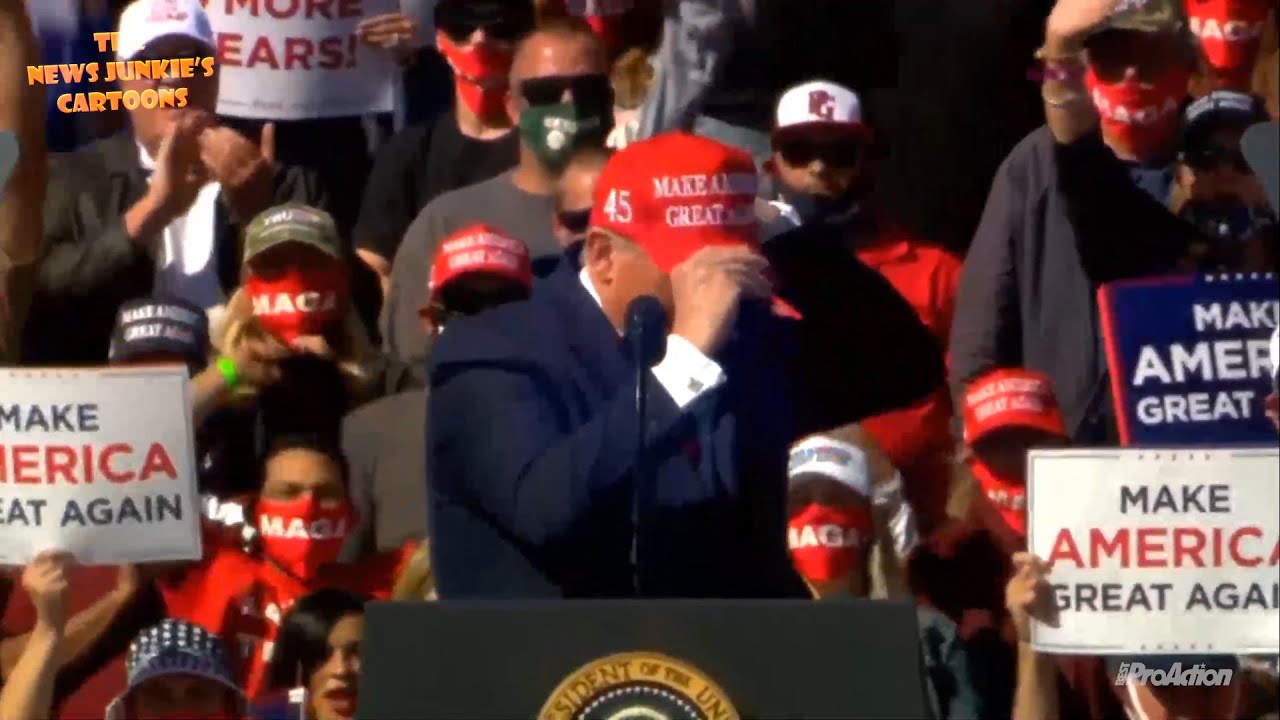 Trump supporters go WILD when the president puts a 'MAGA' hat on. - YouTube