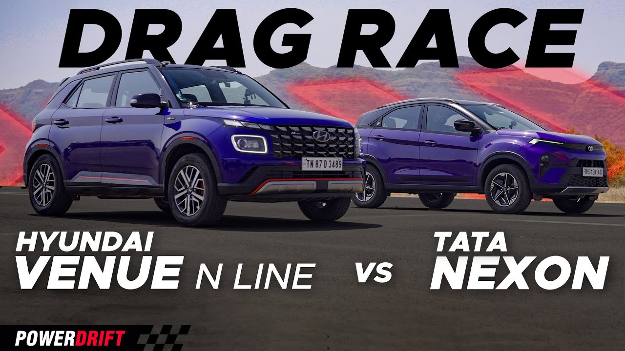 DRAG RACE: Tata Nexon DCT vs Hyundai Venue N Line | PowerDrift - YouTube