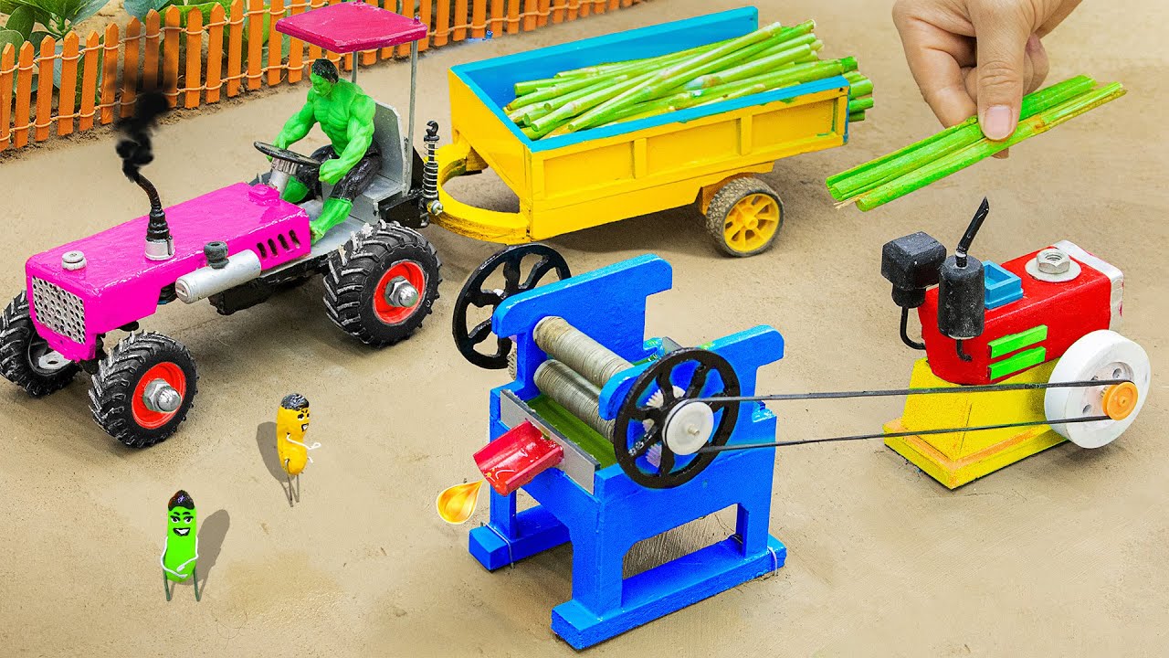Diy tractor making bulldozer train |Heavy trucks transport sugarcane ...