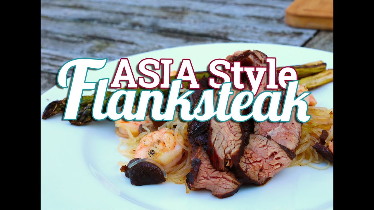 👽 ALIEN-BBQ: FLANK STEAK mit SOJA BALSAMICO REDUKTION auf GLASNUDEL ...