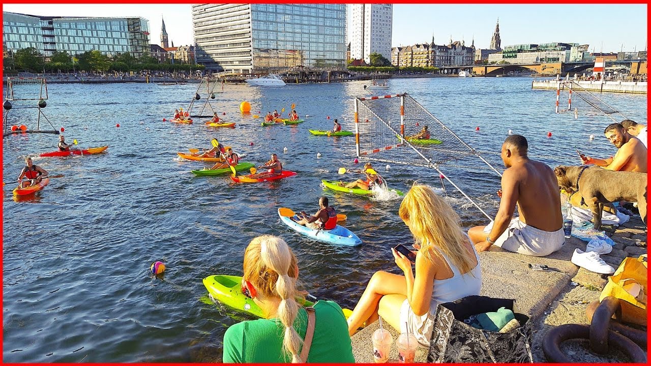 Tourists Attraction Islands Brygge Harbour Beach Copenhagen Denmark ...