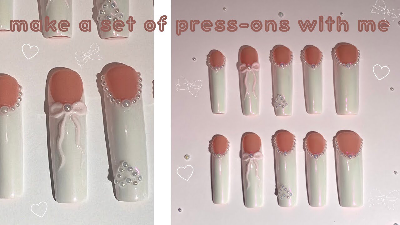 Make A Set Of 90s FRENCH TIP Press-On Nails With Me!! 🎀 (my full ...