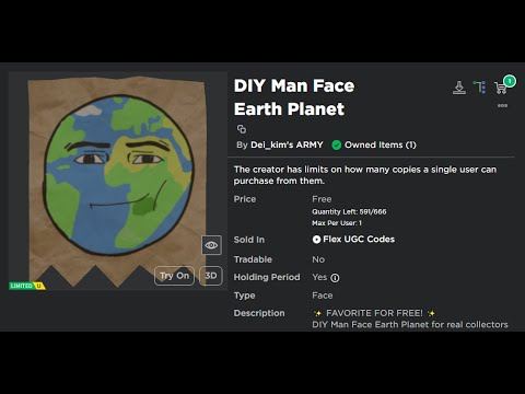 Claiming the DIY Man Face Earth Planet UGC Limited | Roblox - YouTube