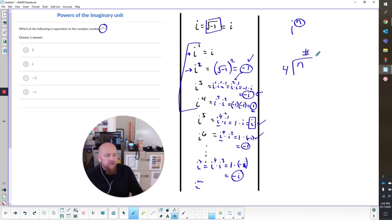 Reteaching Reducing Powers Of i (the imaginary unit) - YouTube