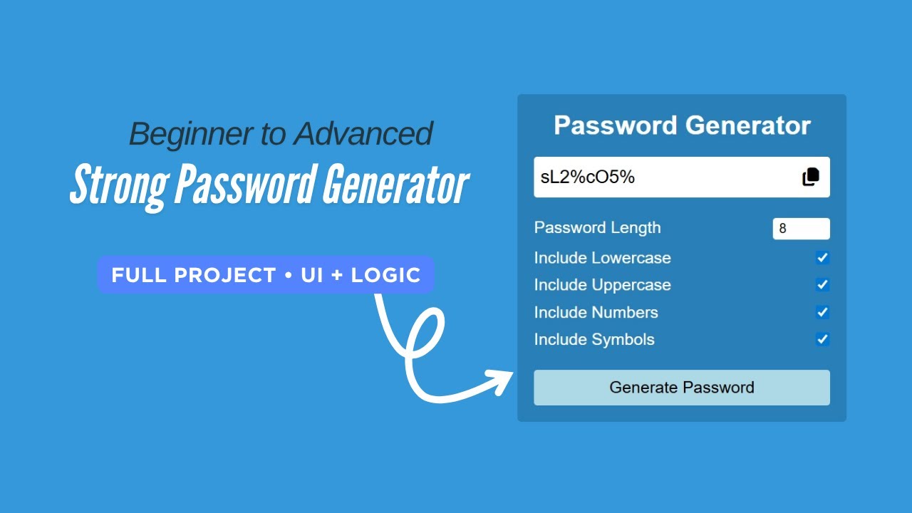 Build a Complete Password Generator in JavaScript | Full Project Tutorial (UI + Logic) - YouTube