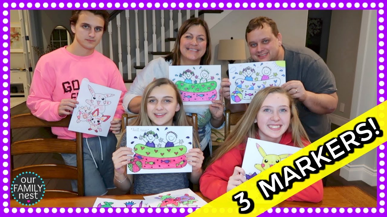 3 MARKER CHALLENGE! FAMILY EDITION!! - YouTube