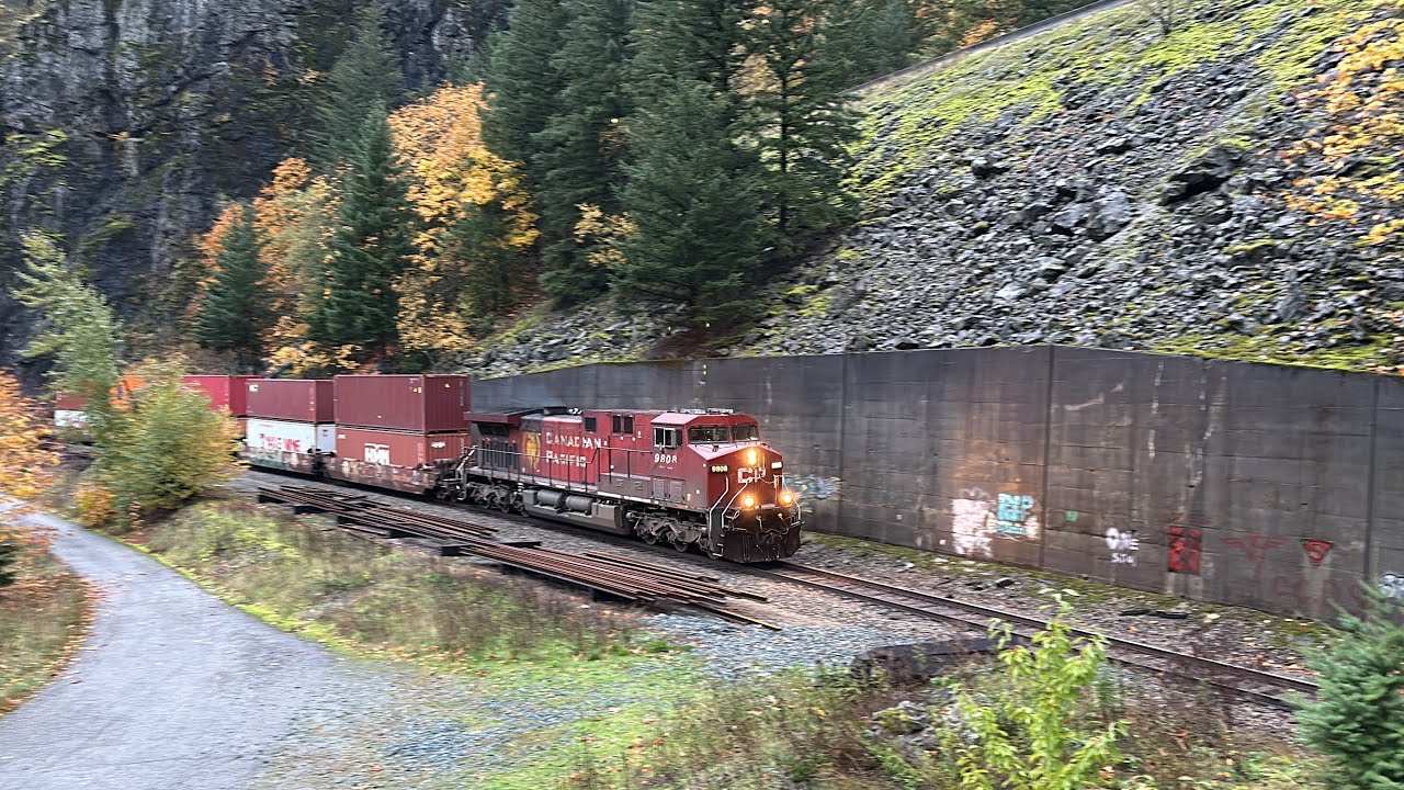 Fall Colours!!! CPKC 148 (Intermodal Train) @ Yale BC Canada 26OCT24 CP AC4400CW 9808 Leading ...