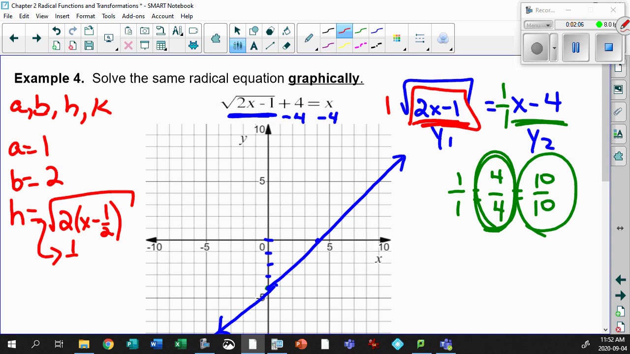 Unit 2 3 4 Solving a Tough Radical Equation Graphically - YouTube