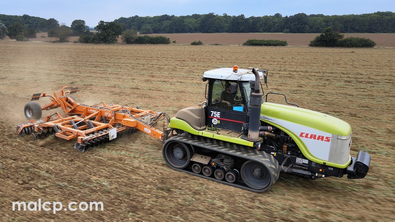 Claas Challenger 75E working a Simba SL500 stubble cultivator in ...