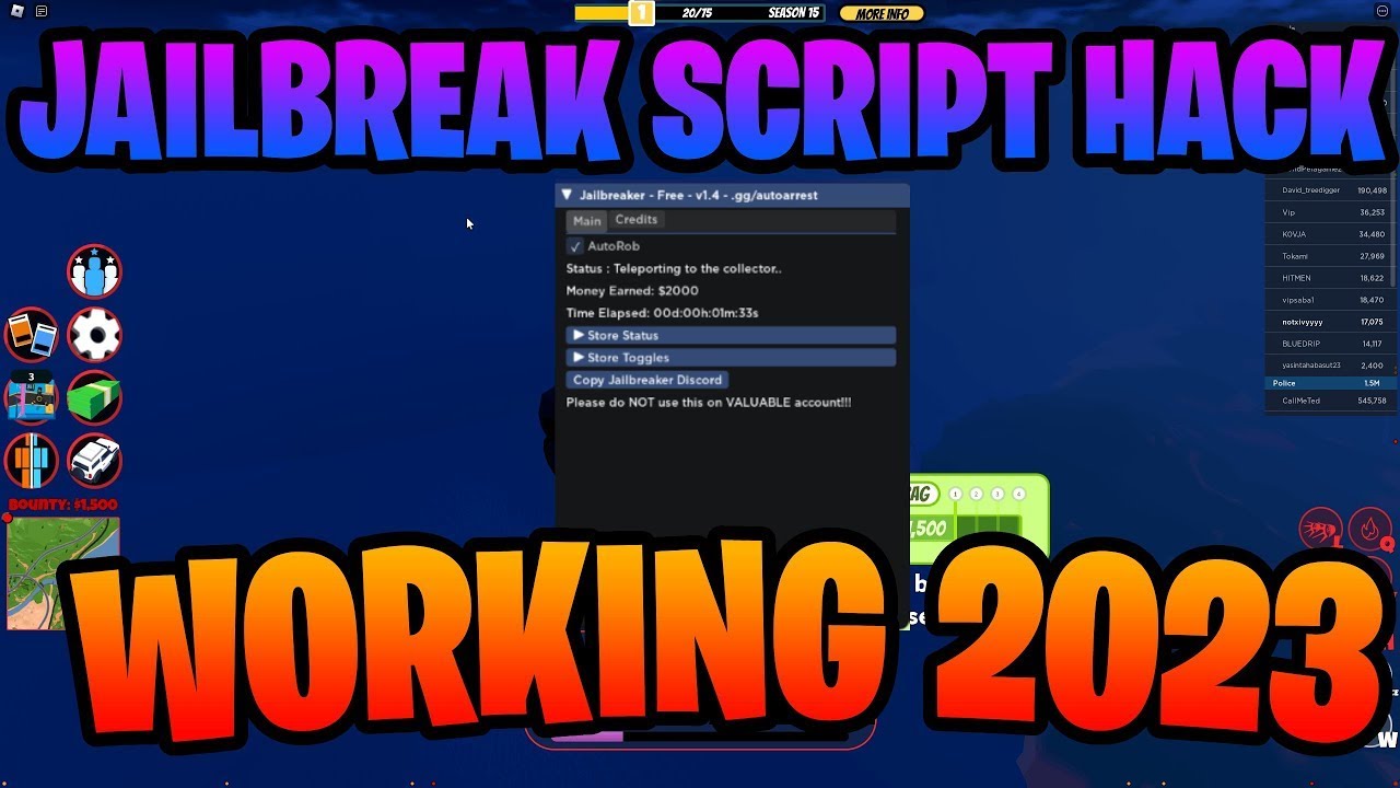 [NEW] JAILBREAK SCRIPT 2023 INFINITE MONEY AUTO ROB, KILL ALL, GUI AUTO ...