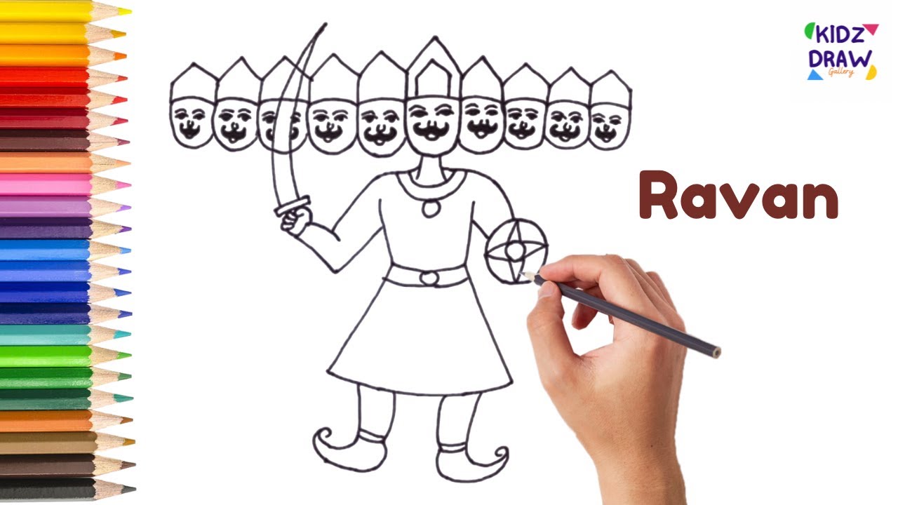How to Draw Ravan Step by Step l Easy Ravan Drawing l Dussehra Drawing ...