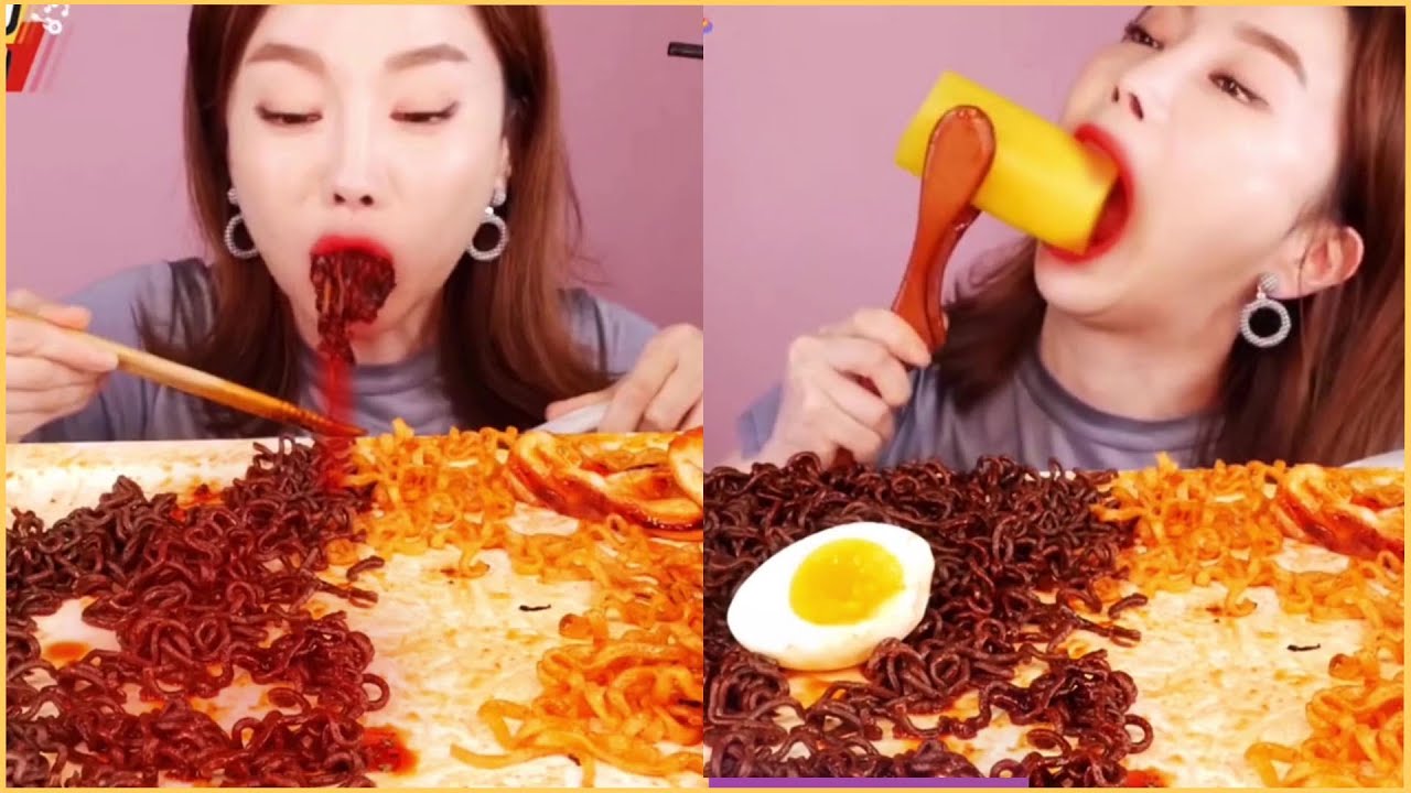 ASMR EAT HOT NOODLE 먹방 MUKBANG | EATING SOUNDS | 먹방 ASMR [ No Talking ...