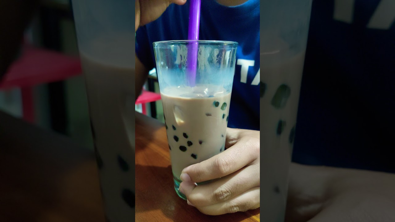 ASMR hazelnut chocolate milk tea 1 liter with bubble | chatime - YouTube