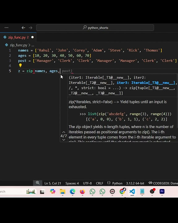 python zip () 🚀🚀!!! #CodingTips #coding #python - YouTube