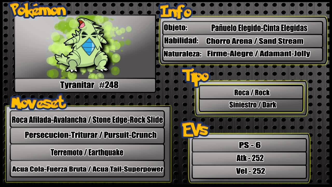 Moveset Tyranitar #248 Pokemon Black and White narrado en español [OU ...