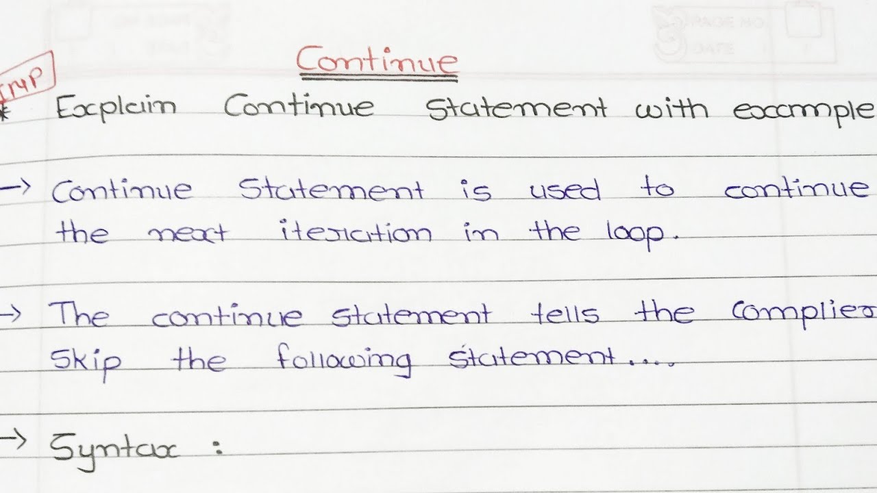 Explain Continue Statement With Example In Hindi YouTube Explain Continue Statement With Example In Hindi YouTube
