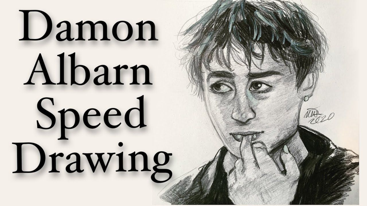 Quick Speed Drawing of Damon Albarn - HAPPY LATE BIRTHDAY!! - YouTube