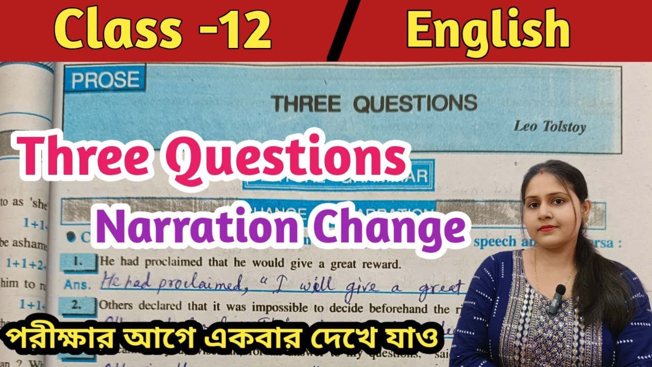 Narration Change of Three Questions//Class 12 english duff and dutt ...