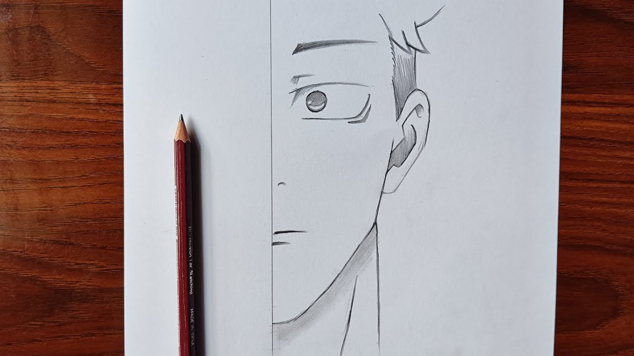 Anime sketch drawing | How to draw itadori half face | step by step ...