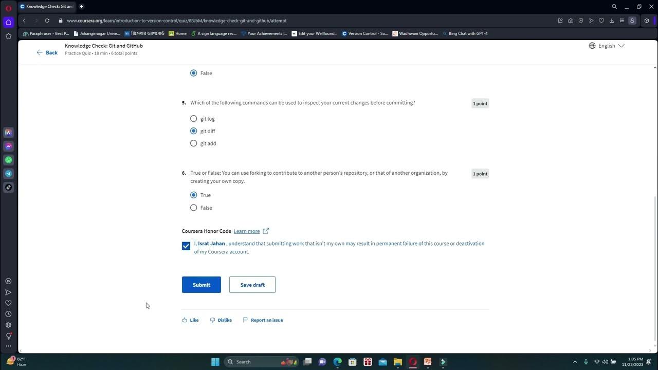 Knowledge Check: Git and GitHub Coursera | Version Control Meta - YouTube