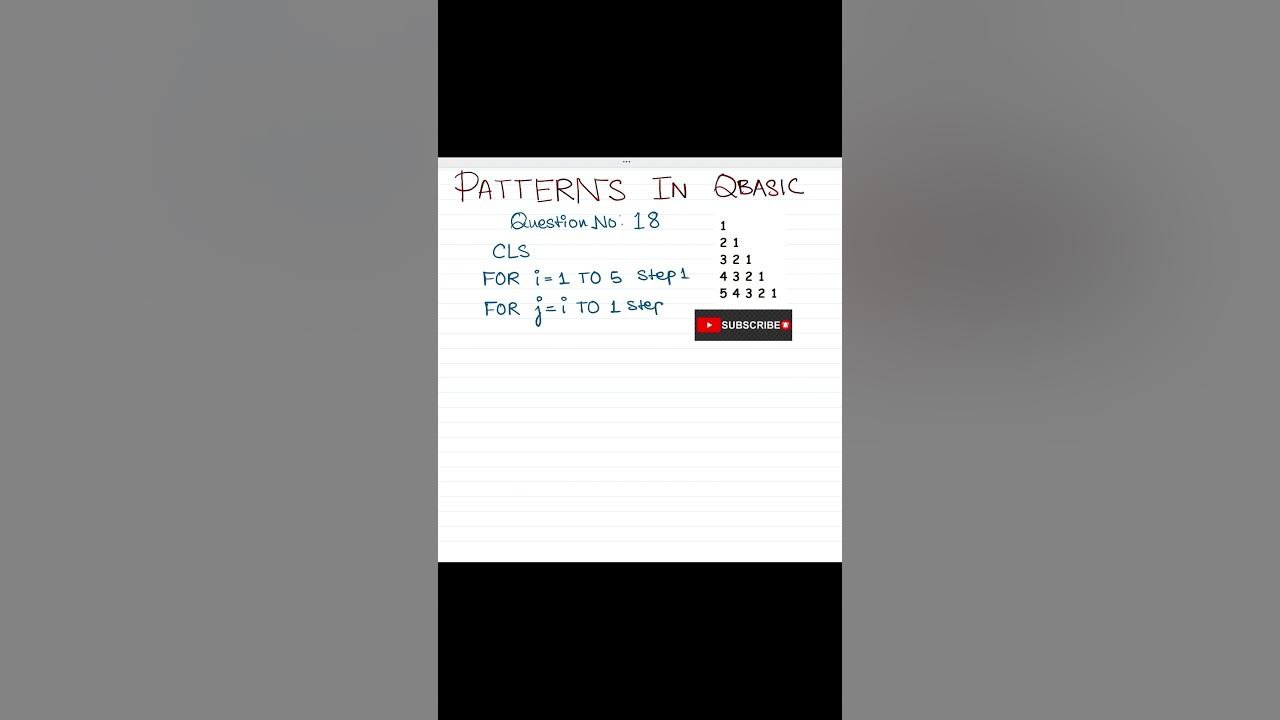 Qbasic Pattern(Part 18)#youtubeshorts #shots #sort #pattern #qbasic - YouTube