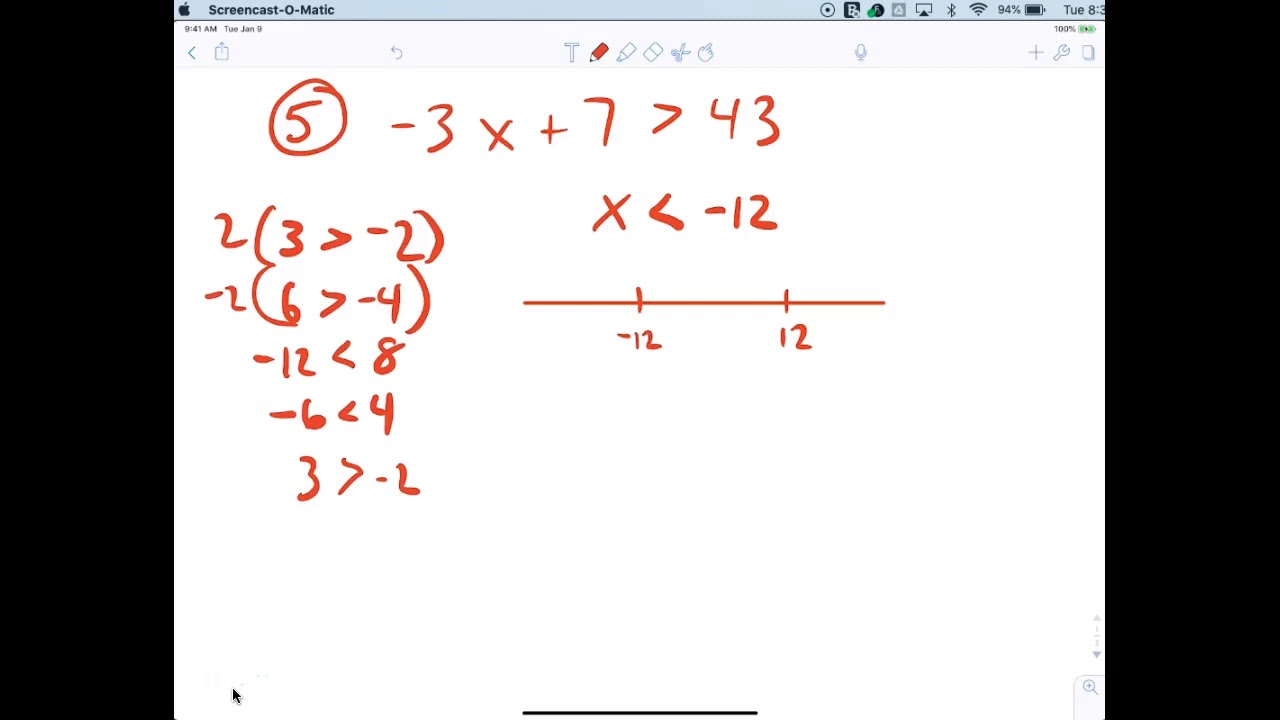 Algebra 1 7th grade section 5-3 inequalities - YouTube