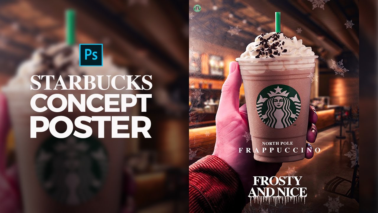Making my OWN Starbucks Christmas Promo Poster! PHOTOSHOP RUN-THROUGH ...