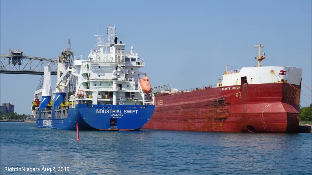 Ship INDUSTRIAL SWIFT at Port Colborne, Welland Canal, meets CCGS ...