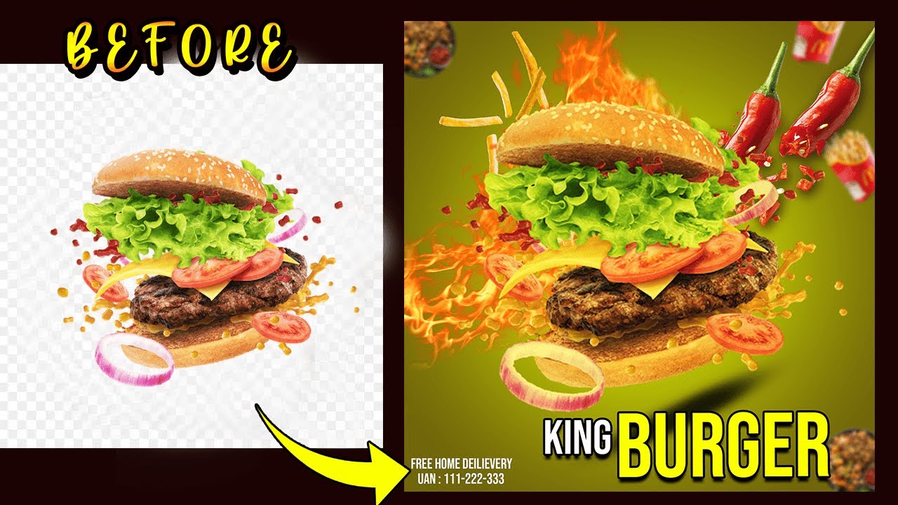How To Create Burger Poster In Photoshop | Photoshop Tutorial | Poster ...