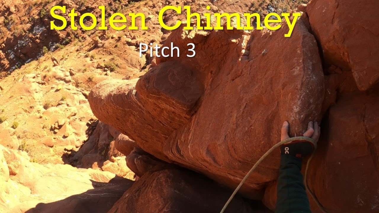 Rock climbing in Moab - Stolen Chimney (Pitch 3) - YouTube