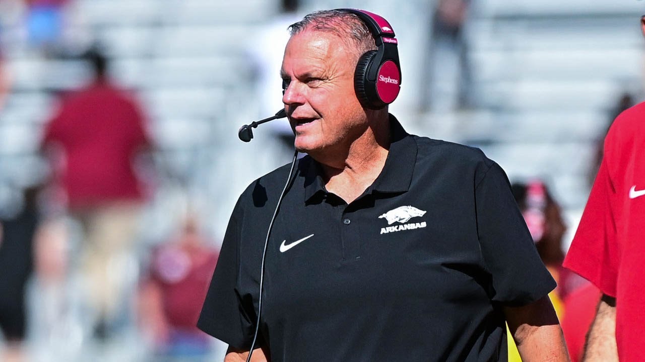 Razorbacks coach Sam Pittman on playing a talented Ole Miss team - YouTube